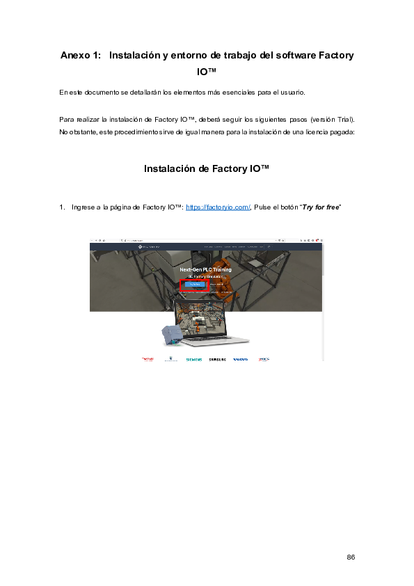 (PDF) Anexo 1 Instalación y entorno de trabajo del software Factory IO