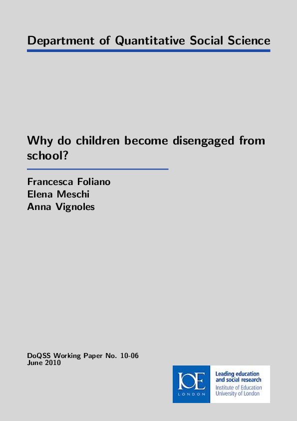 (PDF) Why do children become disengaged from school?