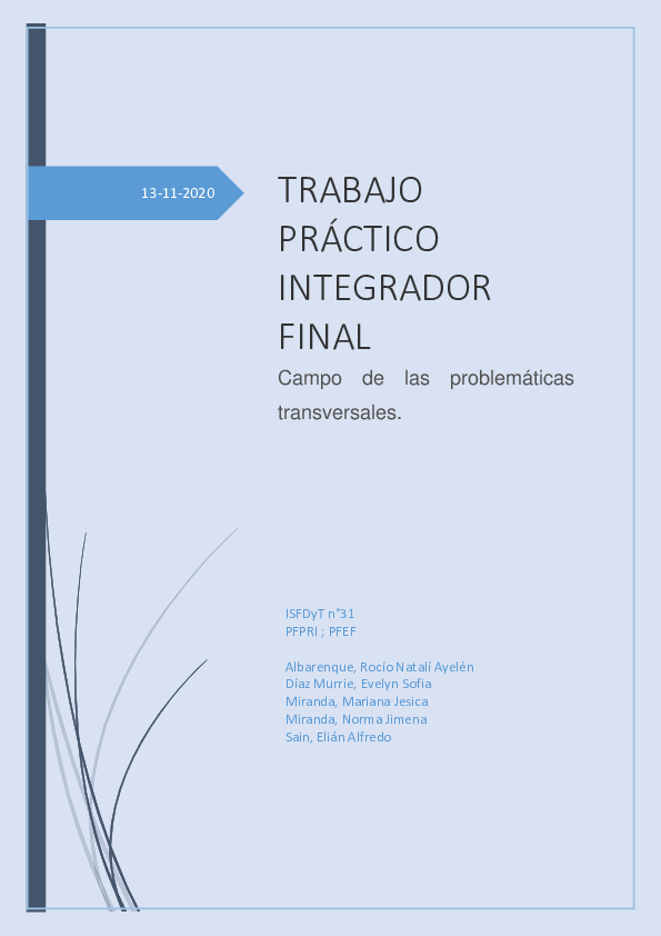 (PDF) TRABAJO PRÁCTICO INTEGRADOR FINAL Campo de las problemáticas transversales