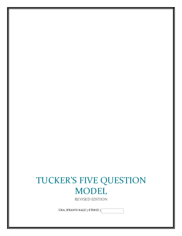 (DOC) TUCKER'S FIVE QUESTION MODEL