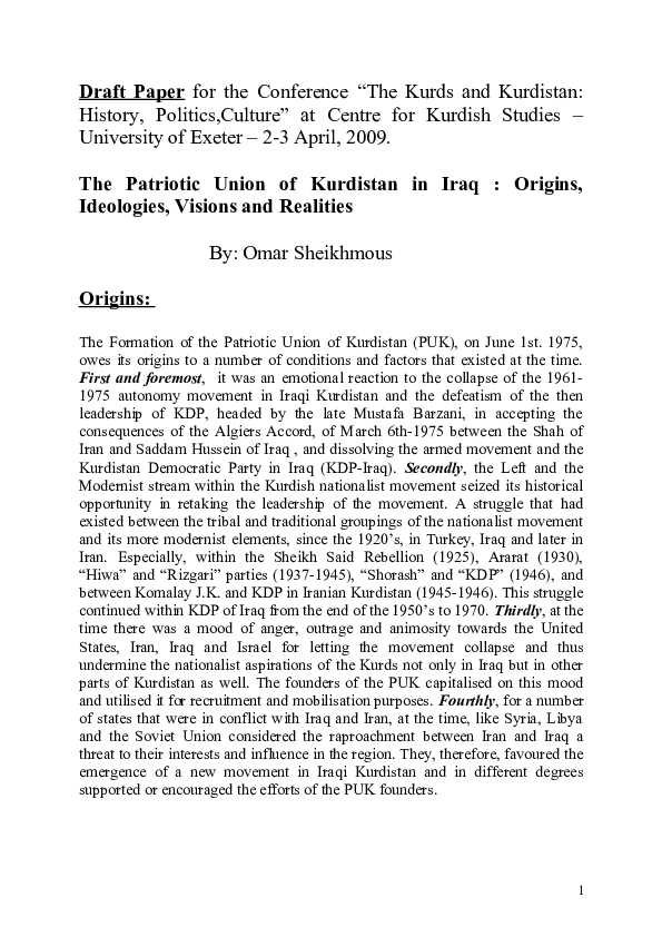 (DOC) The Patriotic Union of Kurdistan in Iraq : Origins, Ideologies ...