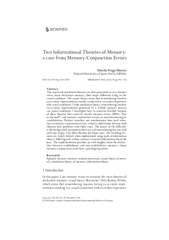 (PDF) Two Informational Theories of Memory