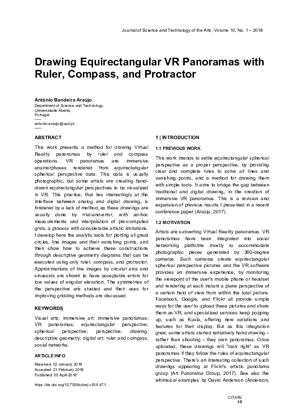 (PDF) Drawing Equirectangular VR Panoramas with Ruler, Compass, and Protractor
