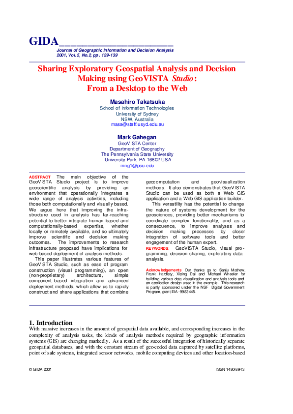 (PDF) Sharing exploratory geospatial analysis and decision making using ...