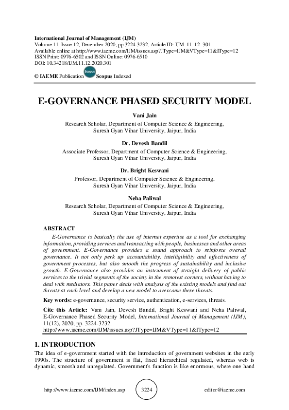 (PDF) E-GOVERNANCE PHASED SECURITY MODEL