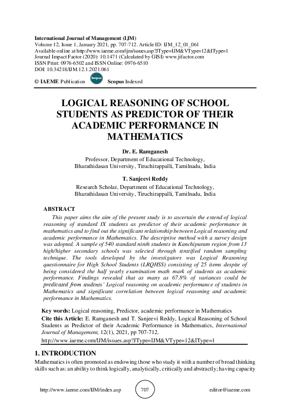 (PDF) LOGICAL REASONING OF SCHOOL STUDENTS AS PREDICTOR OF THEIR ...