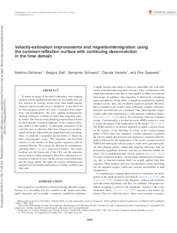 (PDF) Velocity-estimation improvements and migration/demigration using the common reflection ...