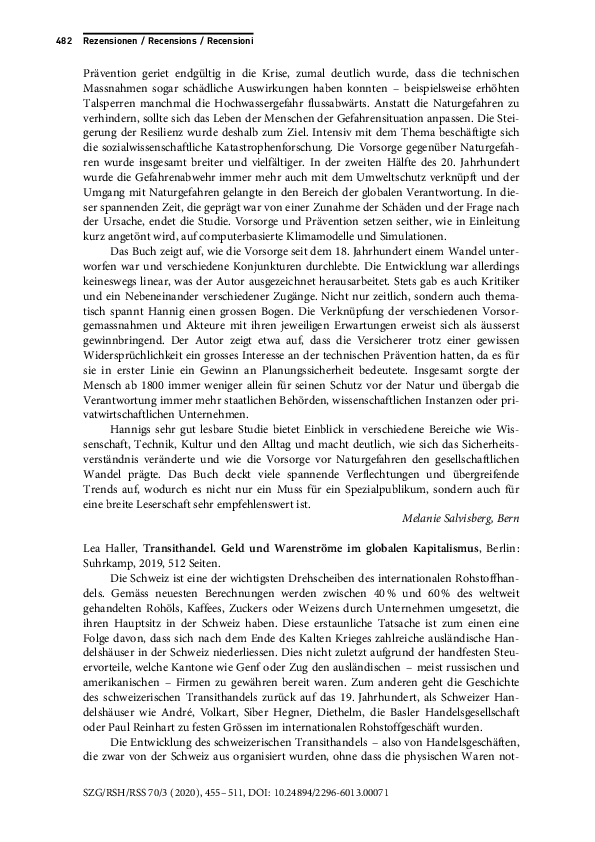 (PDF) Rezension von Lea Haller, Transithandel, in: Schweizerische ...