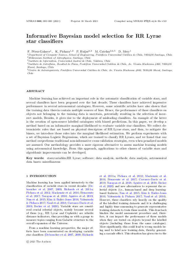 Pdf Informative Bayesian Model Selection For Rr Lyrae Star Classifiers