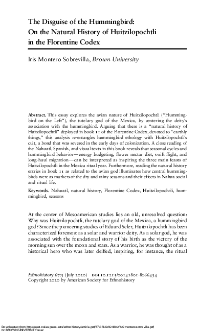 (PDF) The Disguise of the Hummingbird: On the Natural History of ...