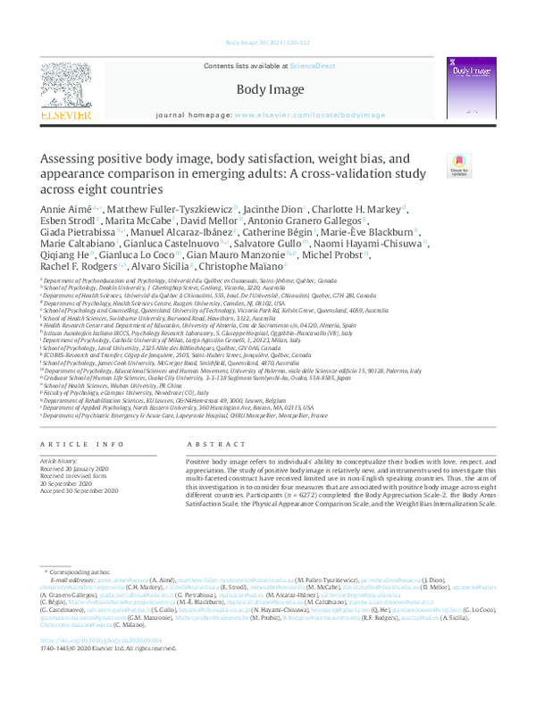 (PDF) Assessing positive body image, body satisfaction, weight bias ...