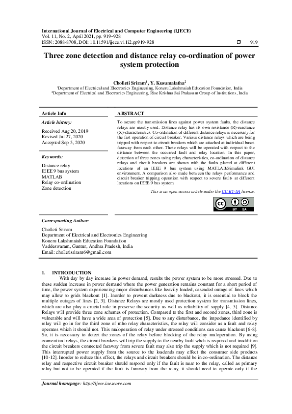 Pdf Three Zone Detection And Distance Relay Co Ordination Of Power System Protection