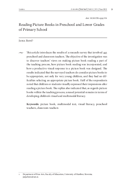 (PDF) Reading Picture Books in Preschool and Lower Grades of Primary School