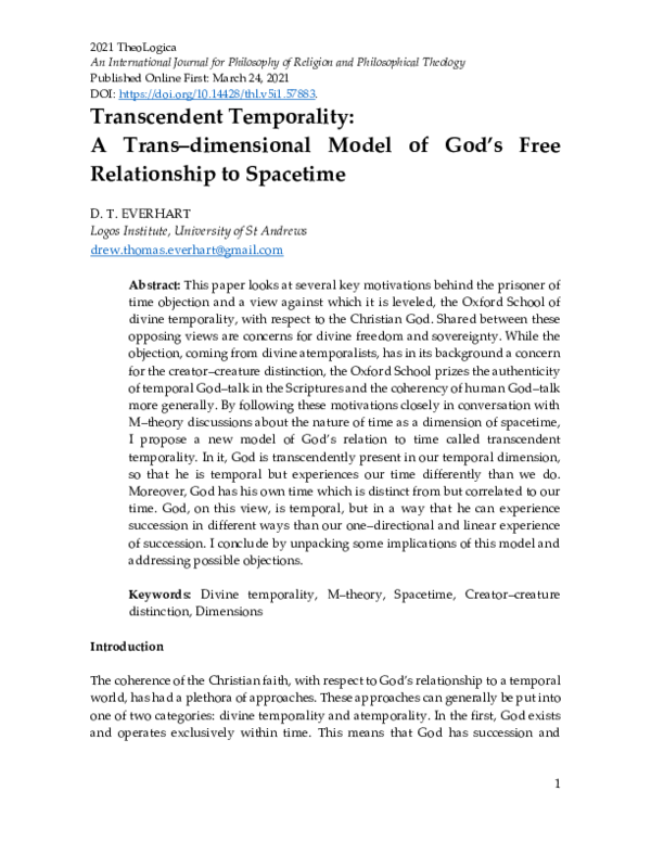 (PDF) Transcendant Temporality: A Trans-Dimensional Model of God's Free ...