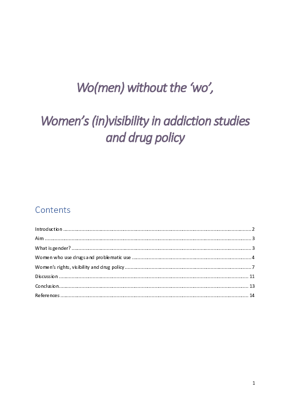 (PDF) Wo(men) without the 'wo'; Women's (in)visibility in addiction ...