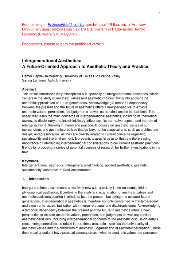 (PDF) Intergenerational Aesthetics: A Future-Oriented Approach to ...