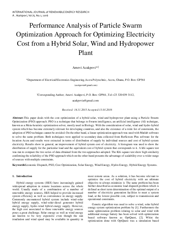 (PDF) Performance Analysis of Particle Swarm Optimization Approach for Optimizing Electricity ...