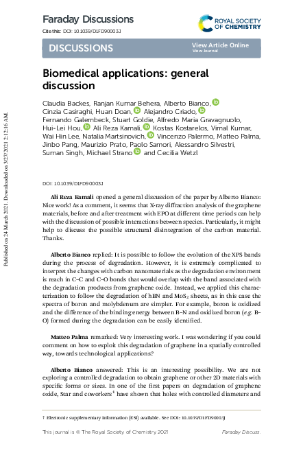 (PDF) Biomedical applications: general discussion Faraday Discussions