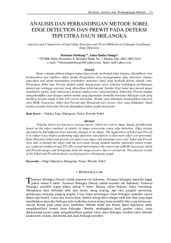 (PDF) Analysis and Comparison of Sobel Edge Detection and Prewit Methods on Srilangka Leaf Image ...