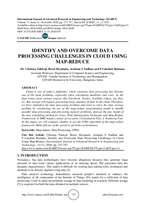 (PDF) IDENTIFY AND OVERCOME DATA PROCESSING CHALLENGES IN CLOUD USING ...
