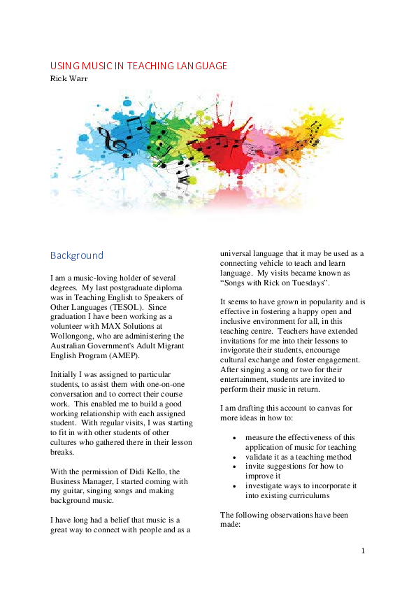 (PDF) USING MUSIC IN TEACHING LANGUAGE