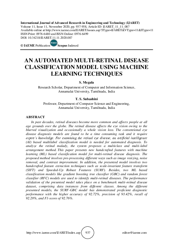 (PDF) AN AUTOMATED MULTI-RETINAL DISEASE CLASSIFICATION MODEL USING ...