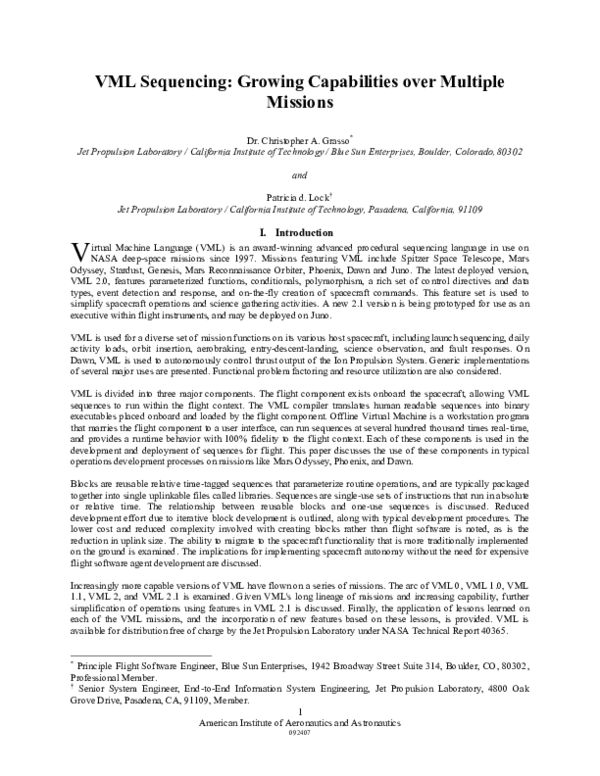(PDF) VML Sequencing: Growing Capabilities Over Multiple Missions