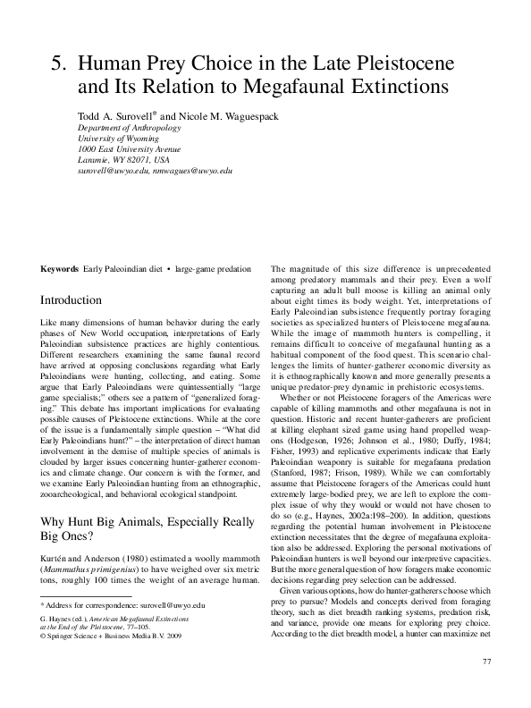 (PDF) Human prey choice in the Late Pleistocene and its relation to ...