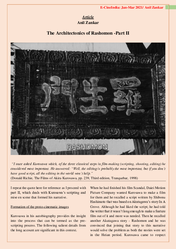 (PDF) The Architectonics of Rashomon -Part II
