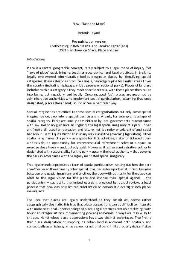 (PDF) Law, Place and Maps Final Pre-Publication
