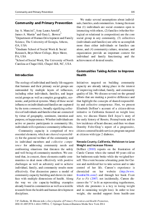 (PDF) Community and Primary Prevention