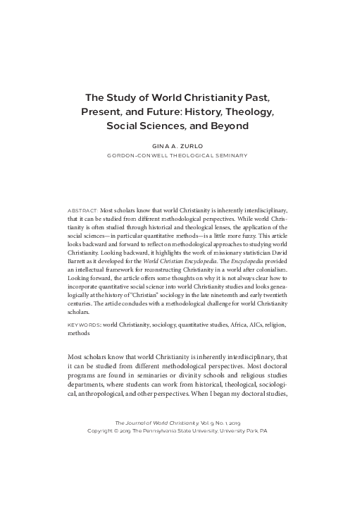 (PDF) The Study of World Christianity Past, Present, and Future ...