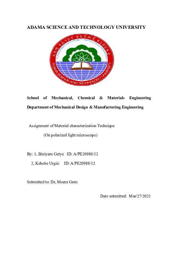 (DOC) ADAMA SCIENCE AND TECHNOLOGY UNIVERSITY