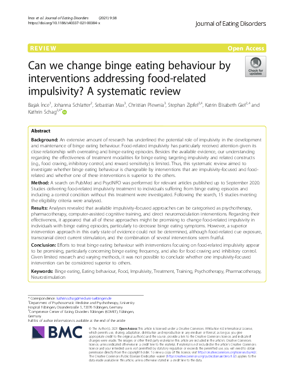 (PDF) Can we change binge eating behaviour by interventions addressing ...