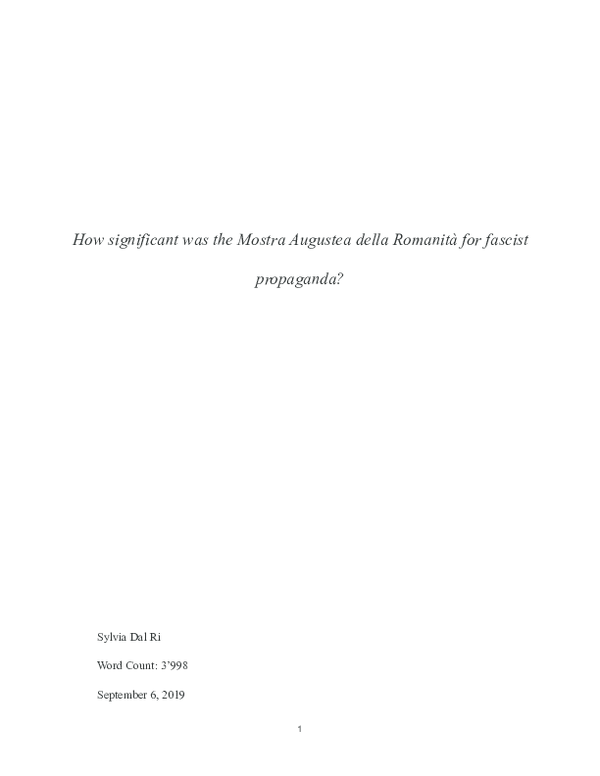 (PDF) How significant was the Mostra Augustea della Romanità for ...