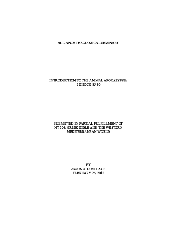 (PDF) Introduction to The Animal Apocalypse: 1 Enoch 85-90