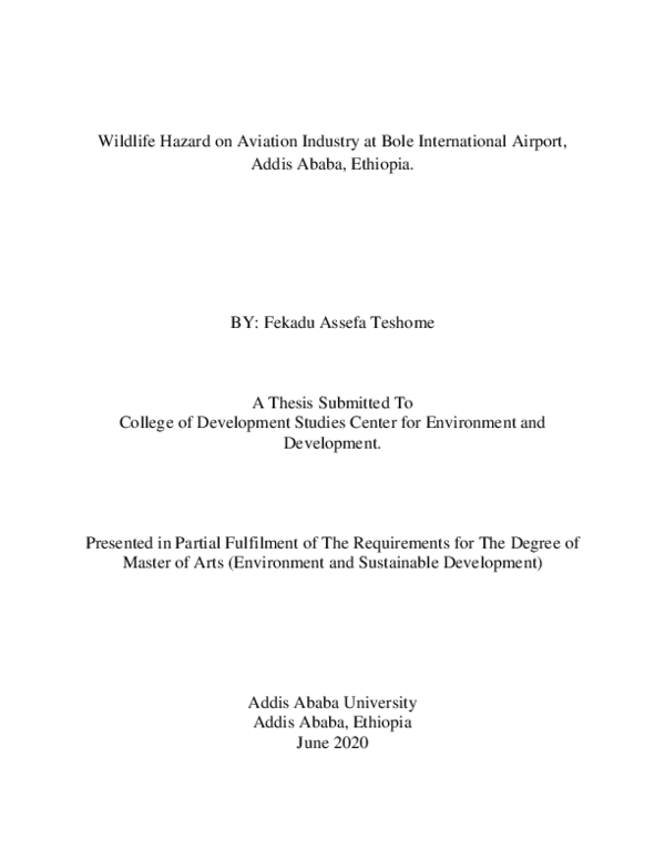 (PDF) Impact of wildlife strike on the aviation sector Fekadu Assefa 2020