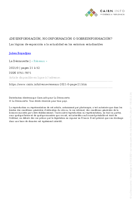 (PDF) ¿DESINFORMACIÓN, NO INFORMACIÓN O SOBREINFORMACIÓN?