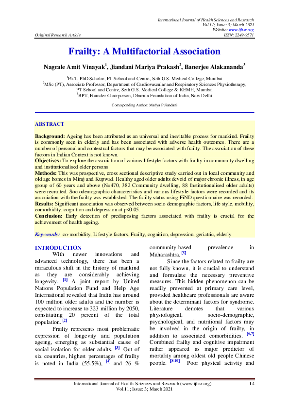 (PDF) Frailty: A Multifactorial Association