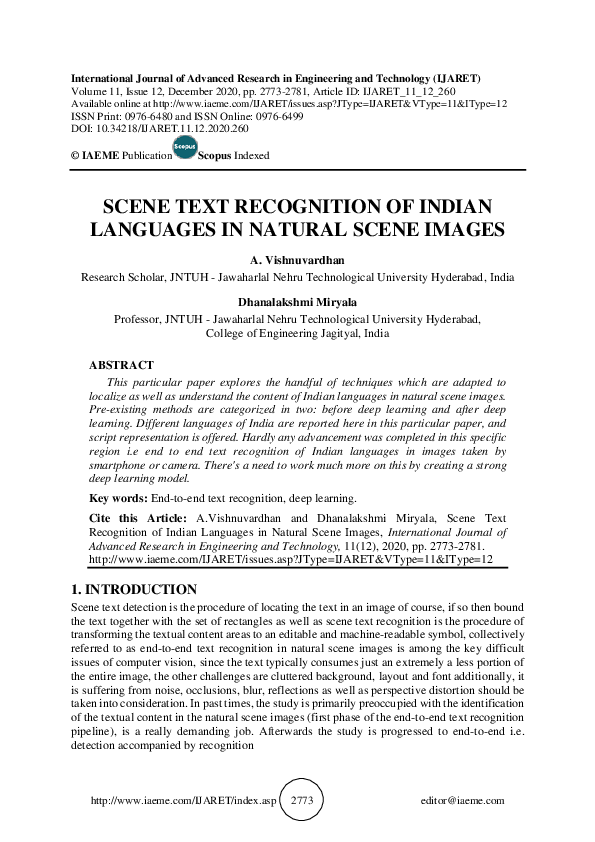 (PDF) SCENE TEXT RECOGNITION OF INDIAN LANGUAGES IN NATURAL SCENE IMAGES