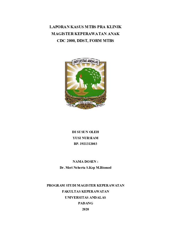 (PDF) LAPORAN KASUS MTBS PRA KLINIK MAGISTER KEPERAWATAN ANAK CDC 2000 ...