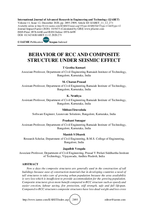 (PDF) BEHAVIOR OF RCC AND COMPOSITE STRUCTURE UNDER SEISMIC EFFECT