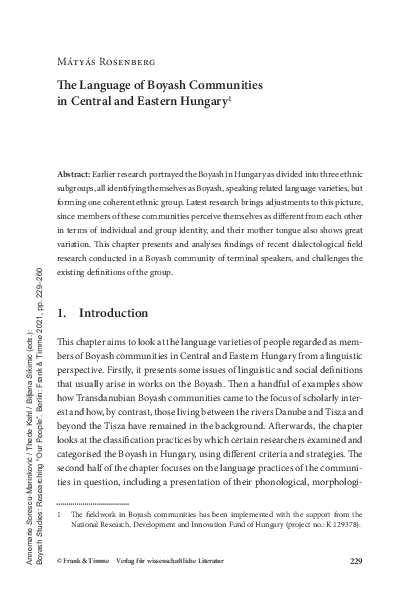 (PDF) The Language of Boyash Communities in Central and Eastern Hungary ...