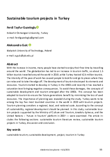 (PDF) Sustainable tourism projects in Turkey Key words sustainable ...