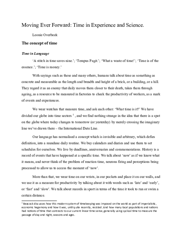 (DOC) Moving Ever Forward: Time in Experience and Science. The concept ...