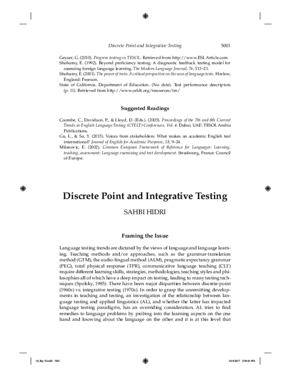 (PDF) Discrete Point and Integrative Testing