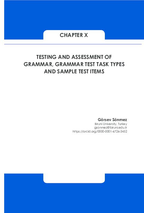(PDF) TESTING AND ASSESSMENT OF GRAMMAR, GRAMMAR TEST TASK TYPES AND ...