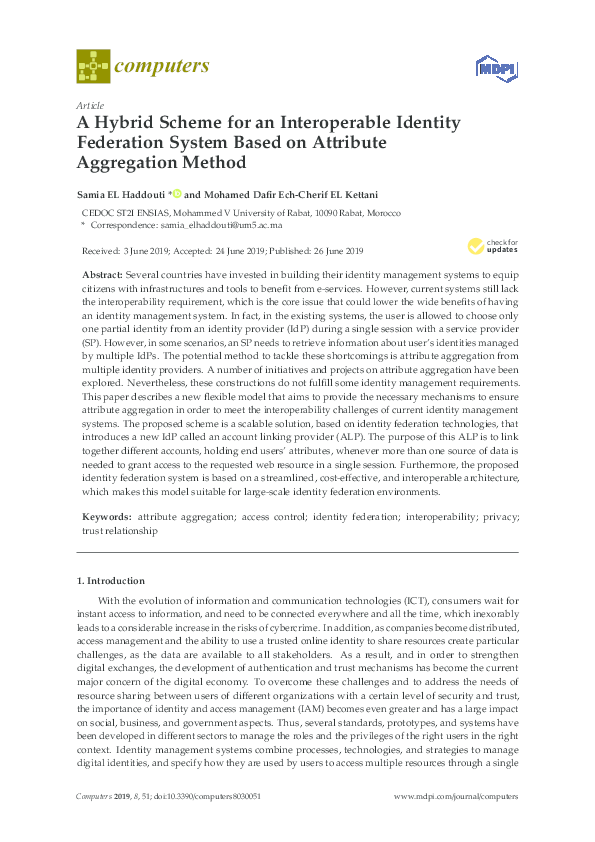 (PDF) A Hybrid Scheme for an Interoperable Identity Federation System Based on Attribute ...