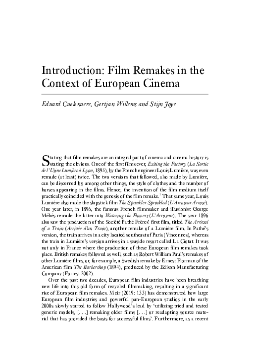 (PDF) Film remakes in the context of European cinema : an introduction