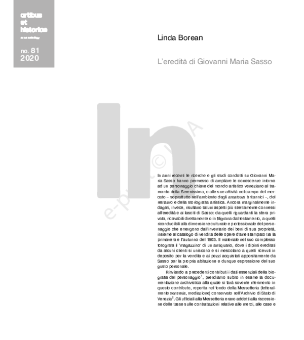 (PDF) L'eredità di Giovanni Maria Sasso